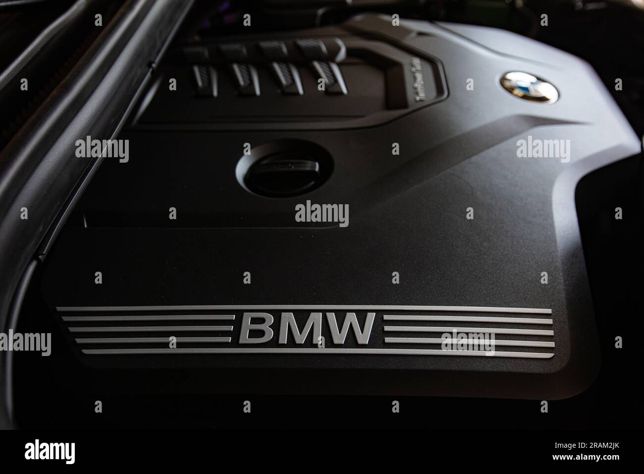 Lviv, Ukraine - July 3, 2023: Closeup of BMW engine compartment Stock Photo - Alamy