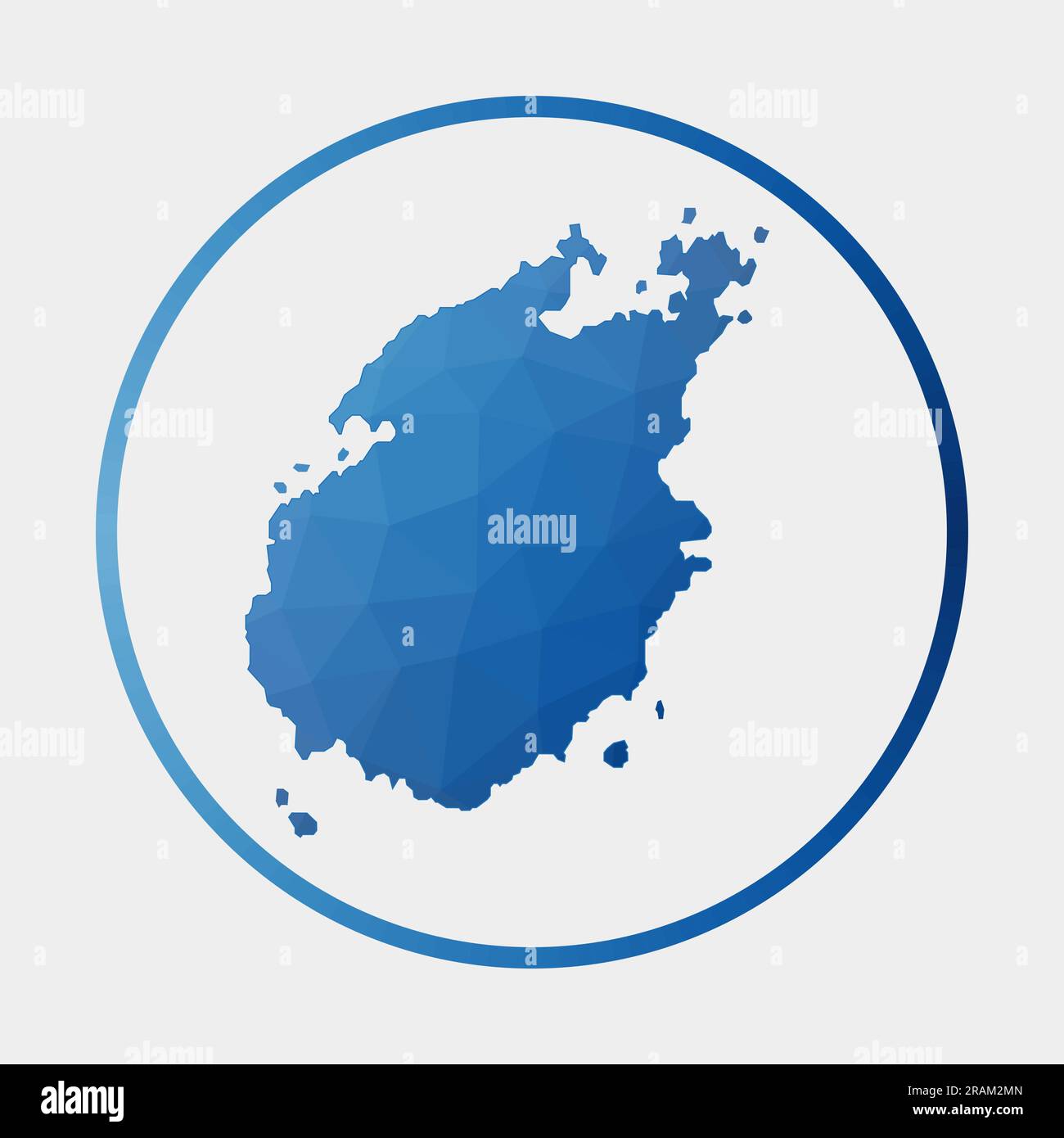 Paros icon. Polygonal map of the island in gradient ring. Round low ...
