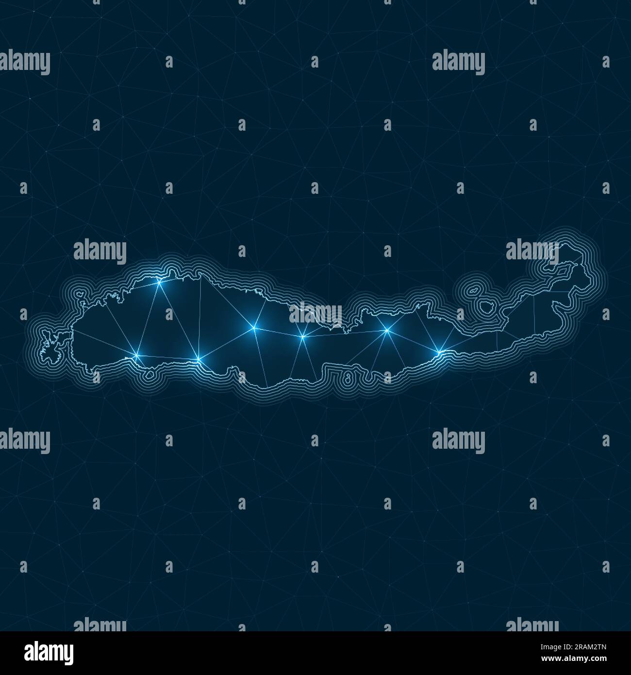 Flores network map. Abstract geometric map of the island. Digital ...