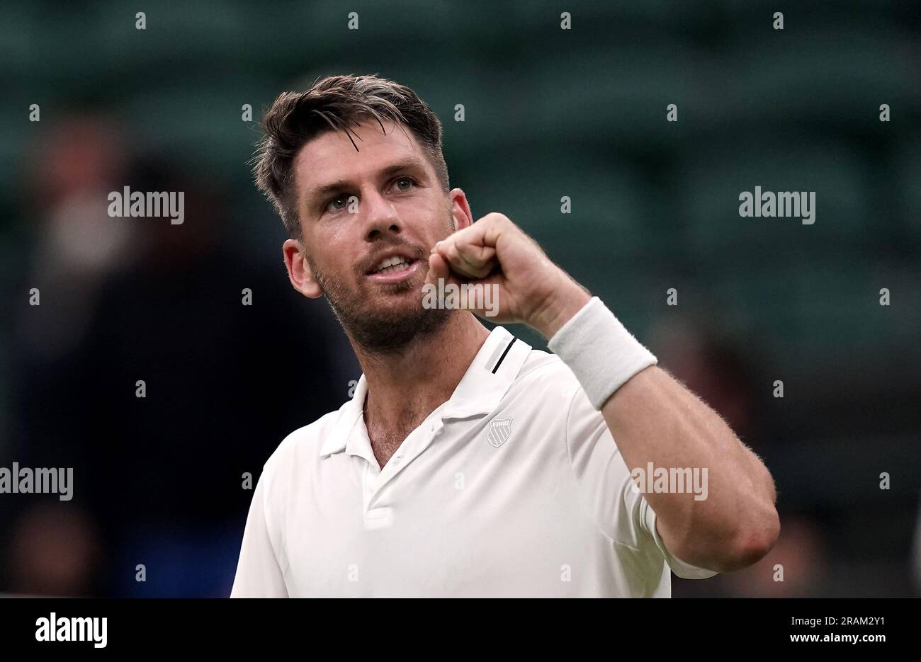 Cameron Norrie celebrates beating Tomas Machac (not pictured) on day ...