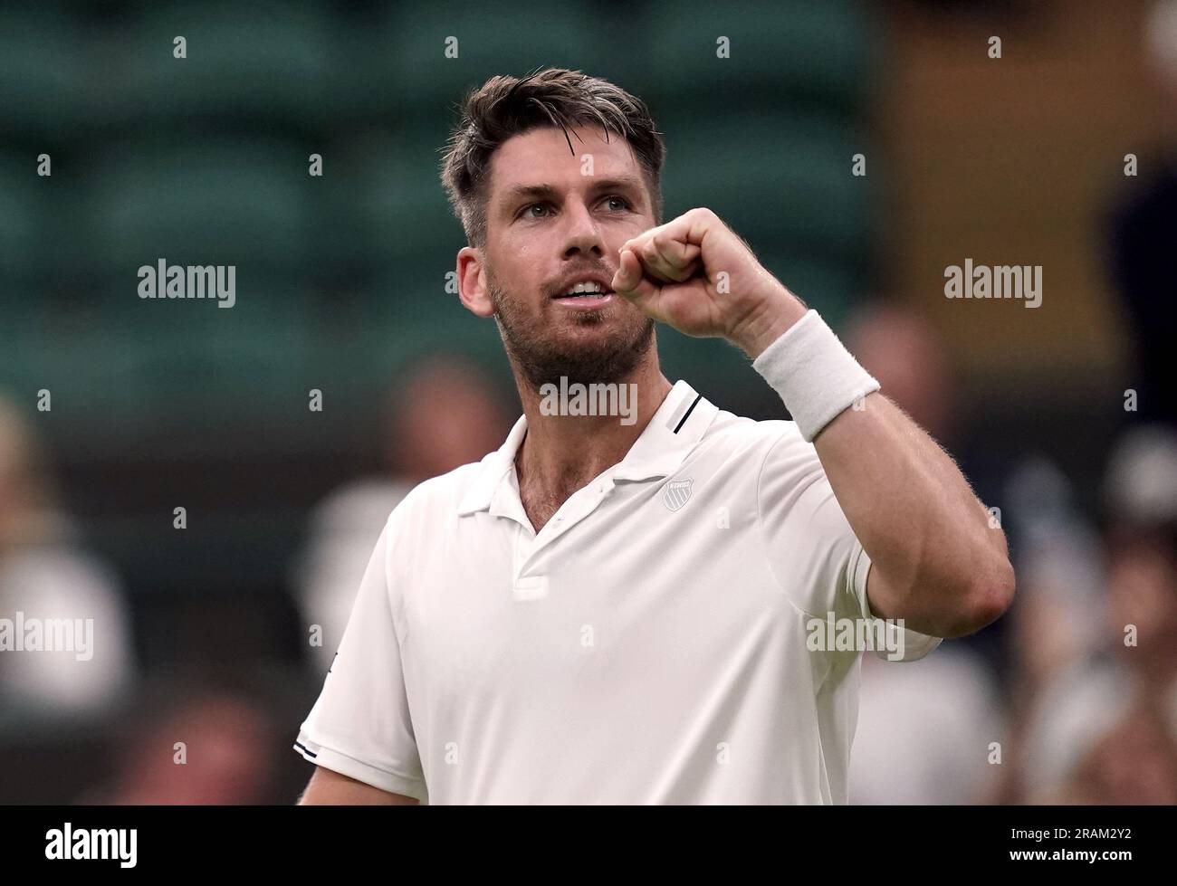 Cameron Norrie celebrates beating Tomas Machac (not pictured) on day ...
