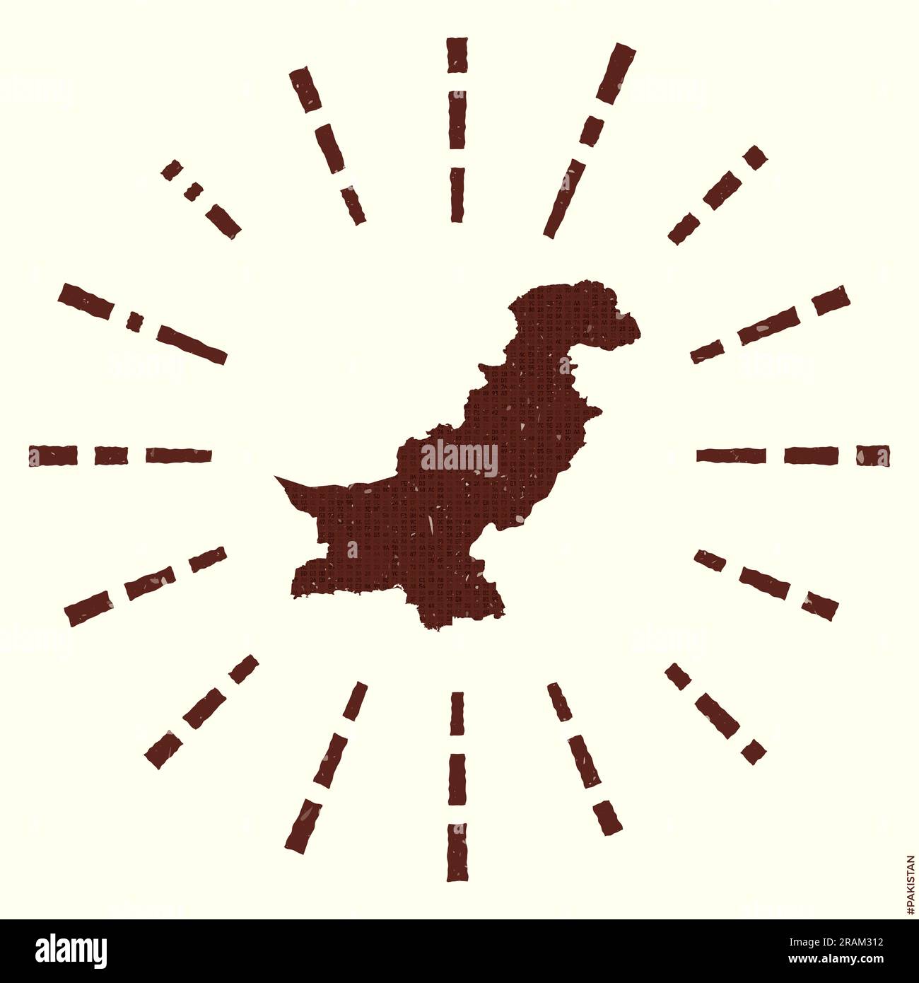 Pakistan Logo. Grunge sunburst poster with map of the country. Shape of ...