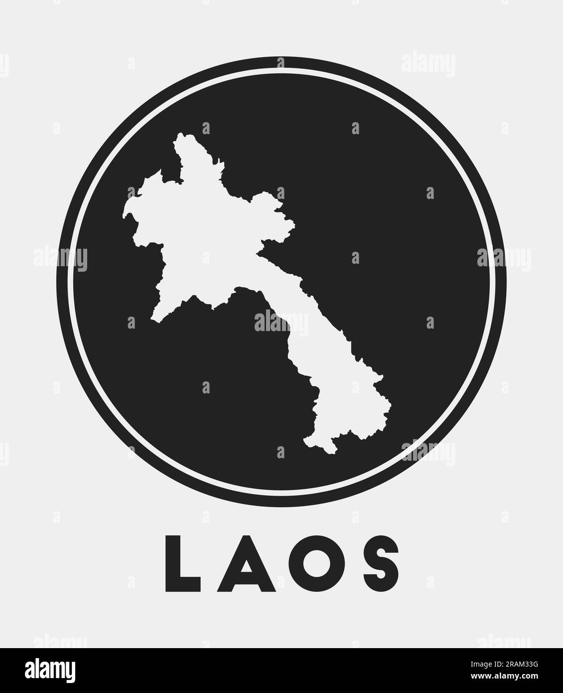 Laos icon. Round logo with country map and title. Stylish Laos badge ...