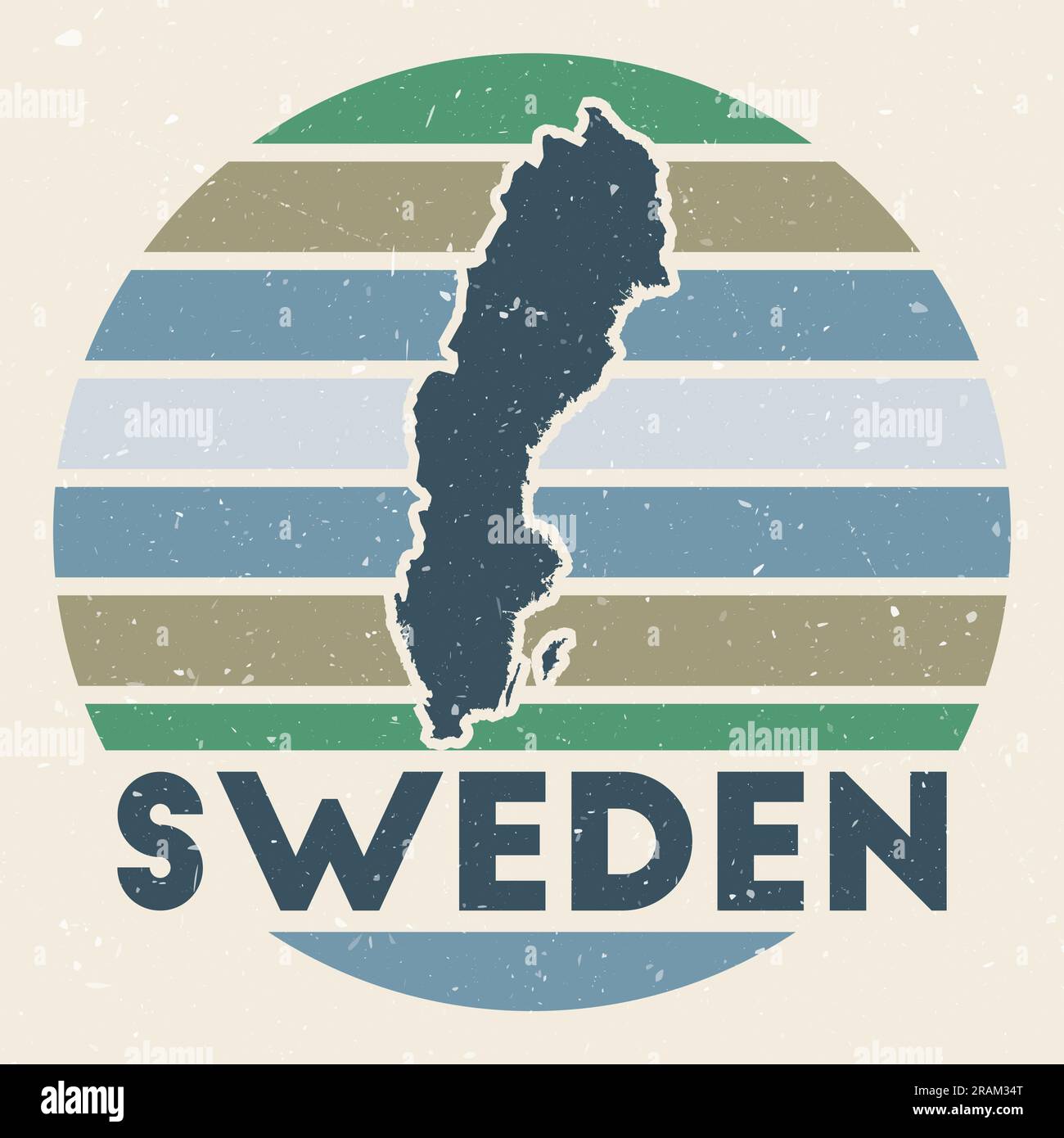 Sweden logo. Sign with the map of the country and colored stripes ...