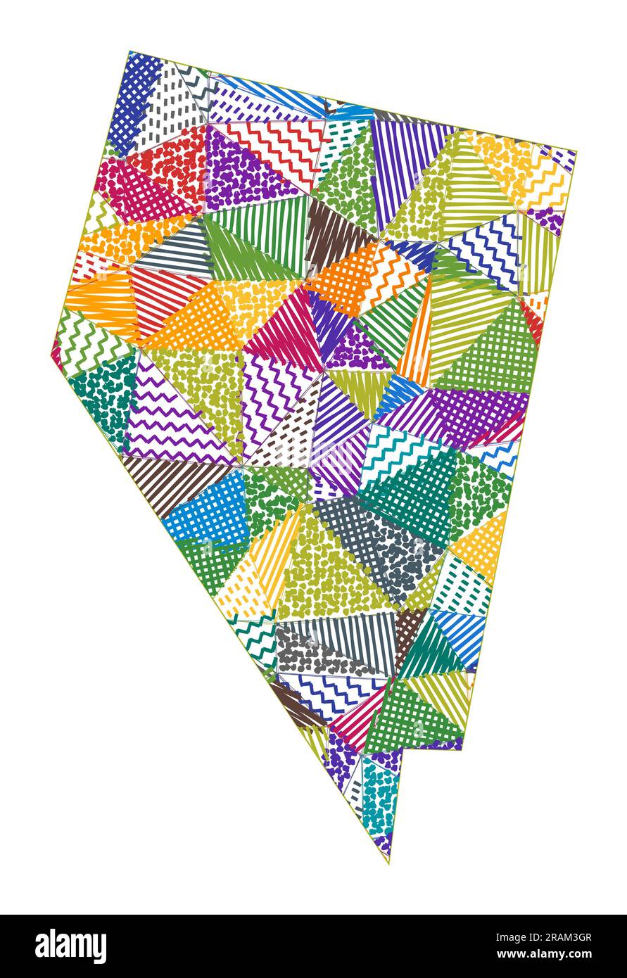 Kid style map of Nevada. Hand drawn polygons in the shape of Nevada ...