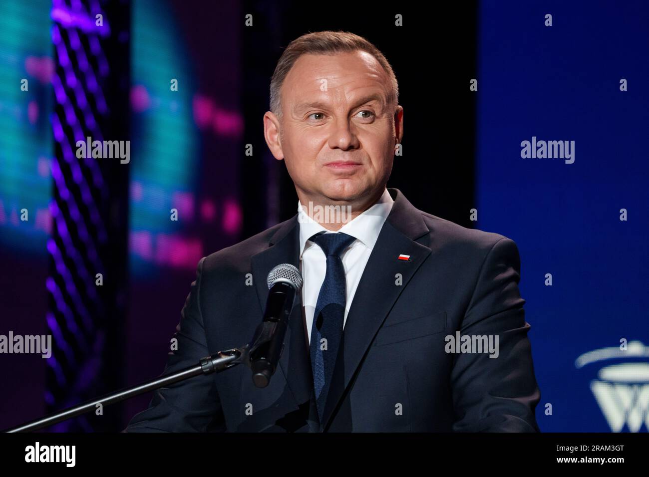 Andrzej Duda, President of the Republic of Poland speaks during the Opening Ceremony at the ...