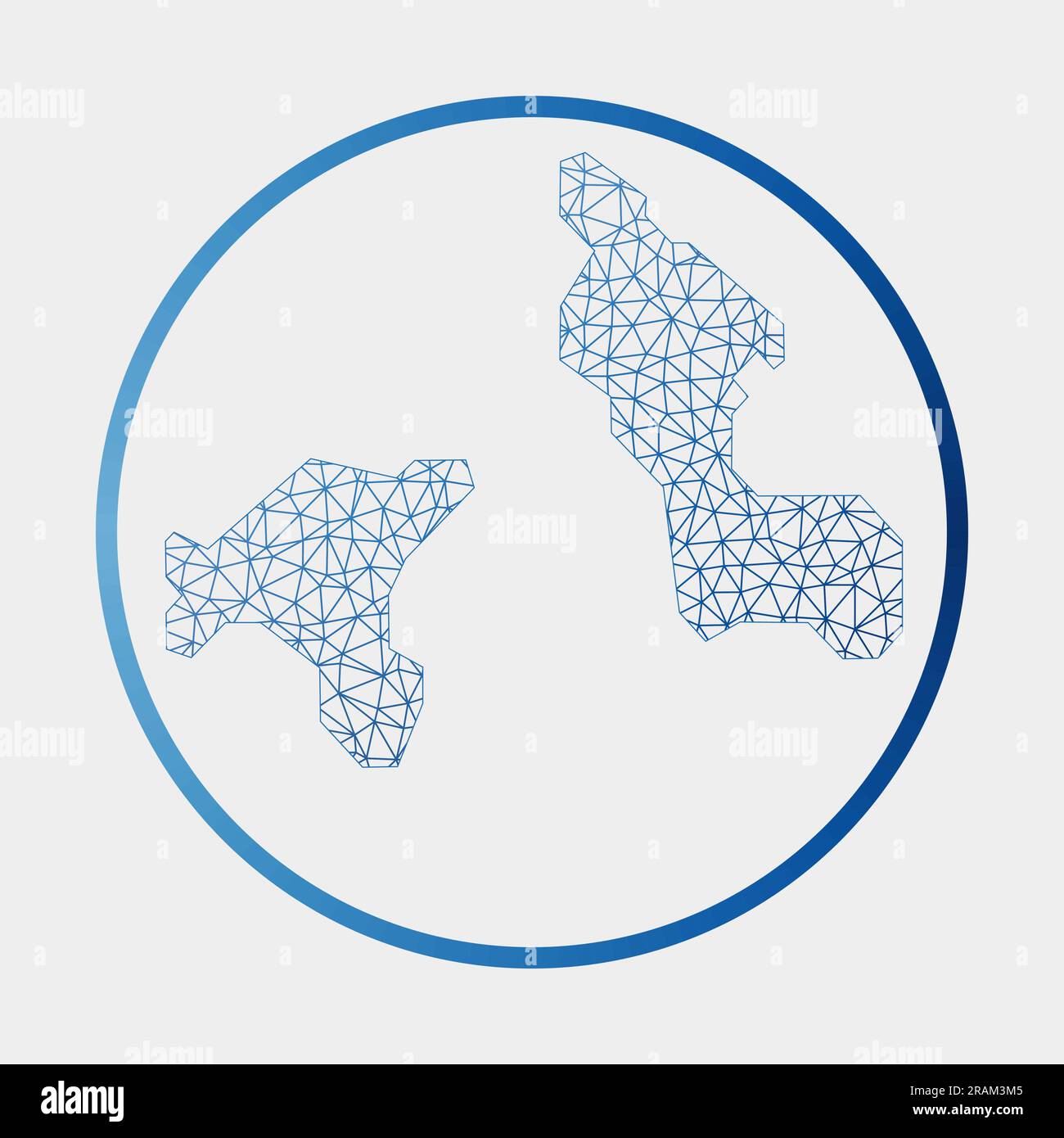 Cooper Island icon. Network map of the island. Round Cooper sign with ...