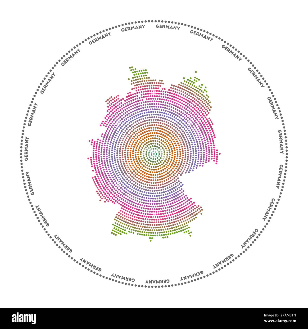 Germany round logo. Digital style shape of Germany in dotted circle ...