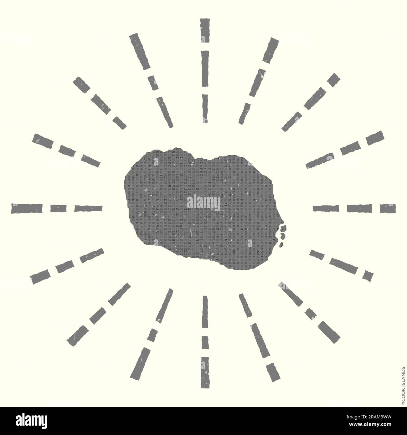 Cook Islands Logo. Grunge sunburst poster with map of the island. Shape ...