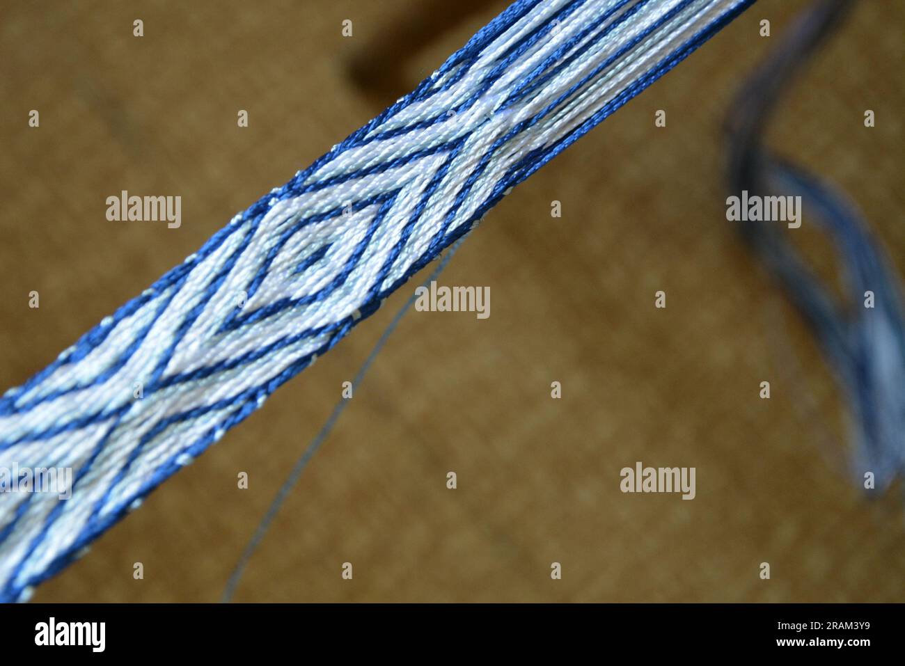 Tablet weaving a white and blue silk belt - an ancient craft in ...