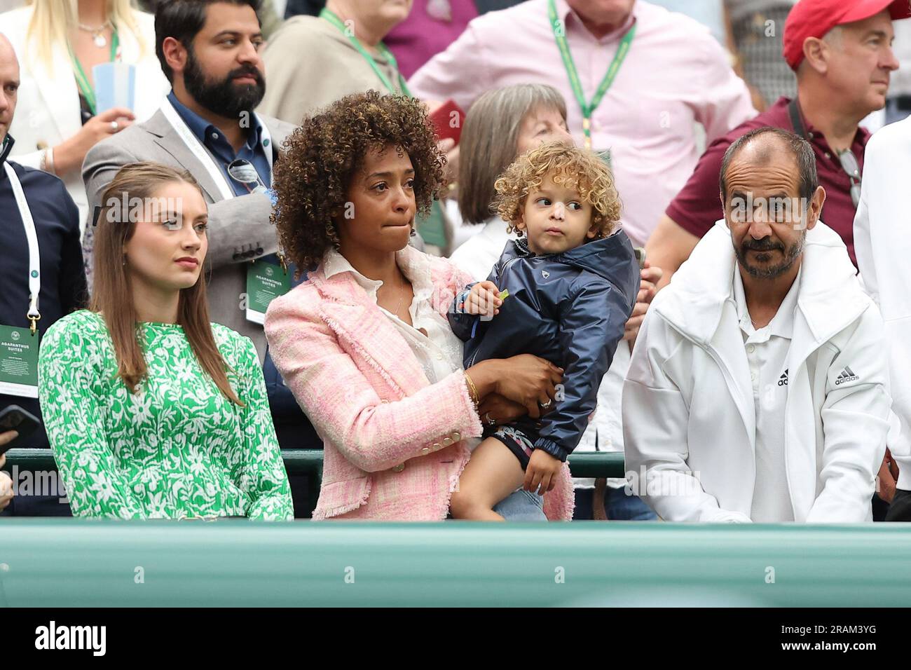 Wimbledon, England, 04/07/2023, Jeremy Chardy (Fra) wife and son during ...