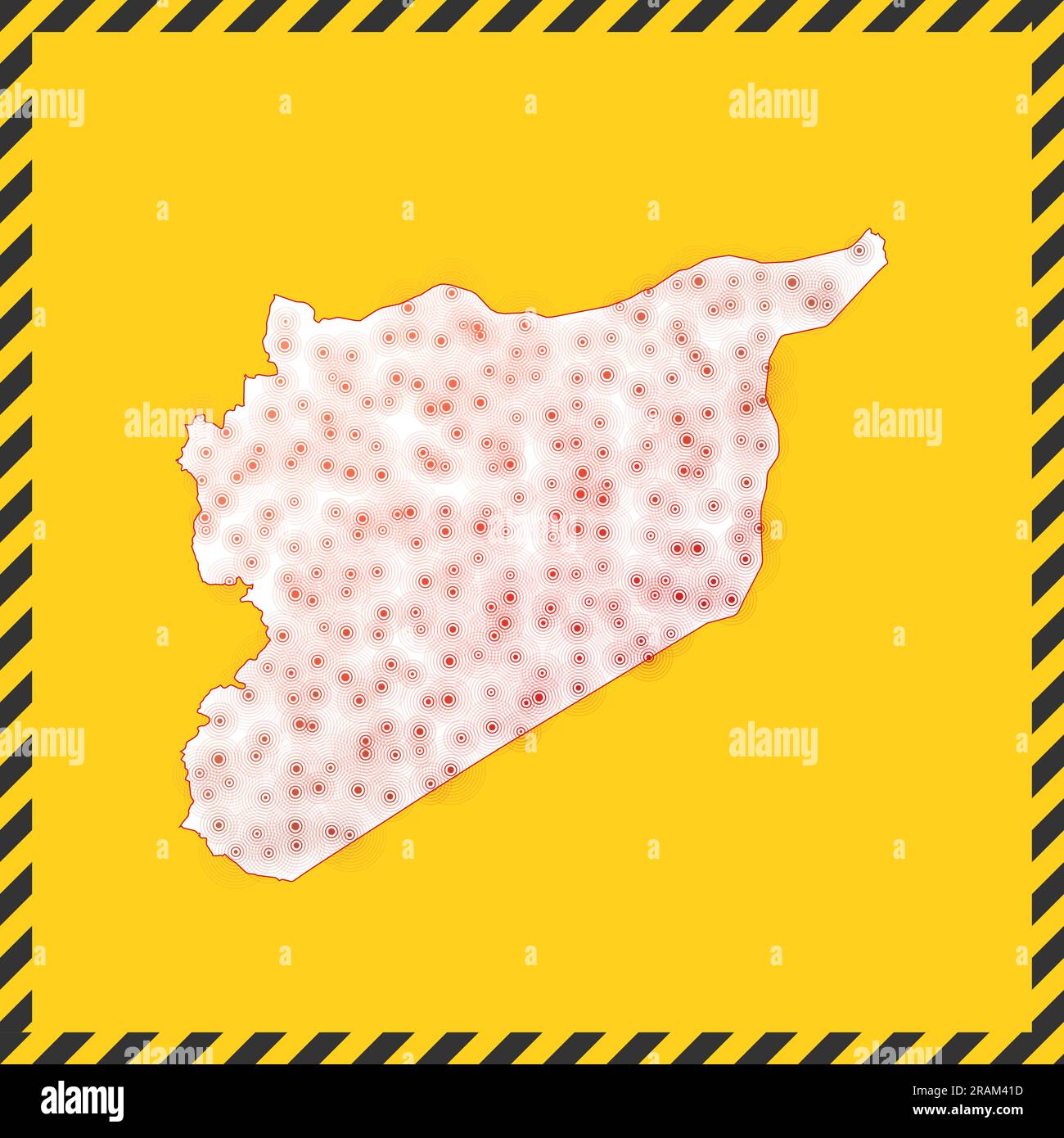 Syria closed - virus danger sign. Lockdown country icon. Black striped ...