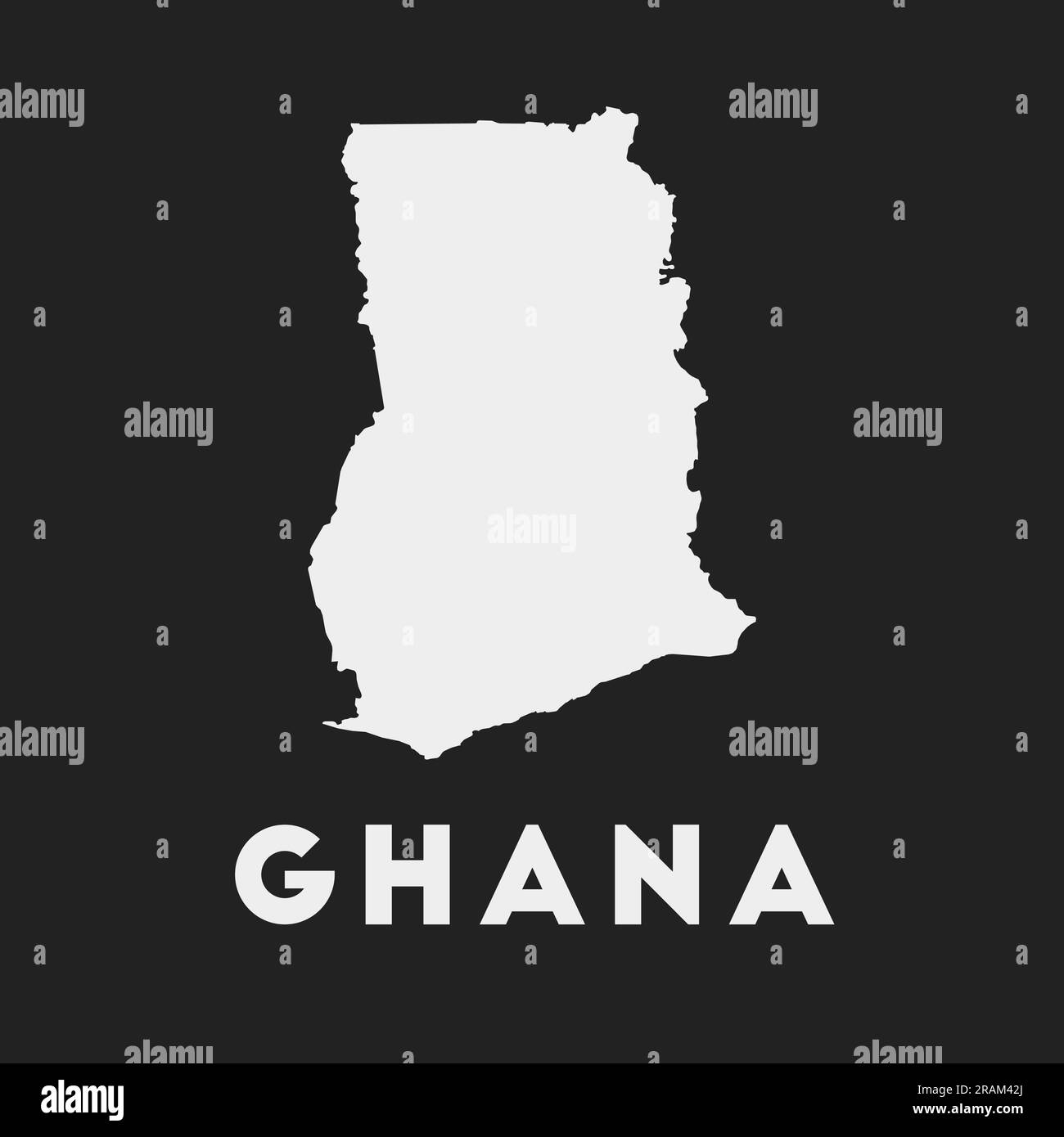 Ghana Icon Country Map On Dark Background Stylish Ghana Map With