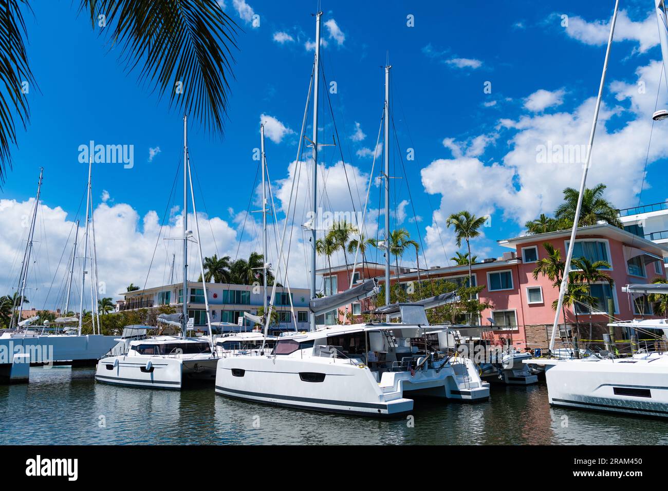 Miami, Florida USA - March 25, 2023: florida summer harbour with ...