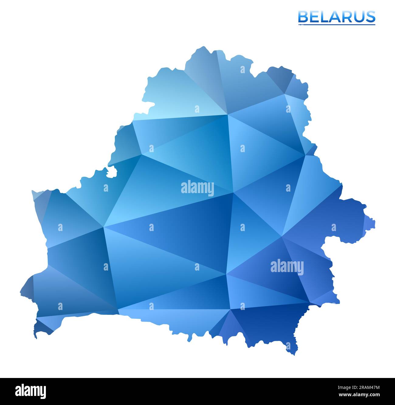 Vector polygonal Belarus map. Vibrant geometric country in low poly style. Astonishing ...