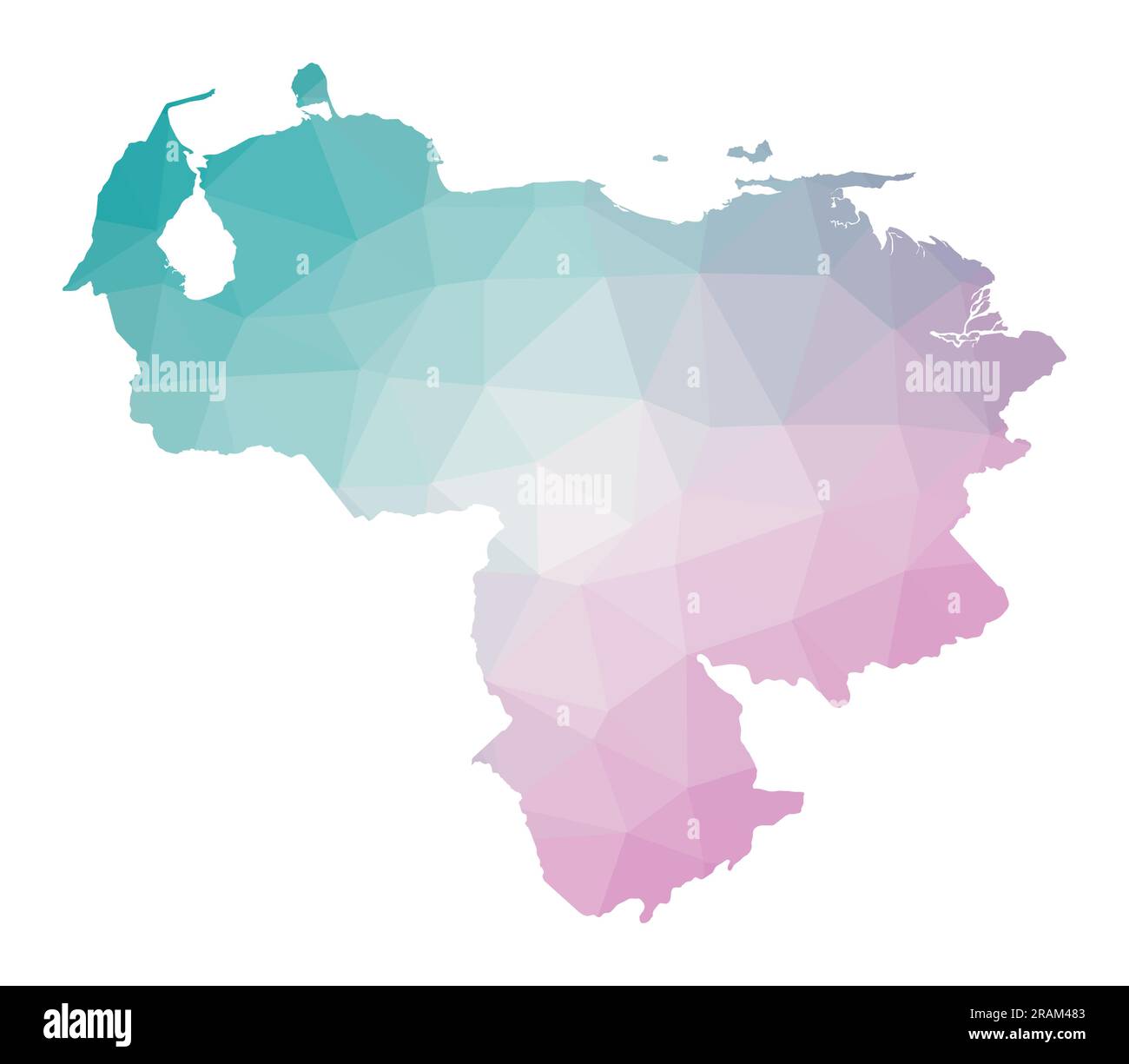 Polygonal map of Venezuela. Geometric illustration of the country in ...