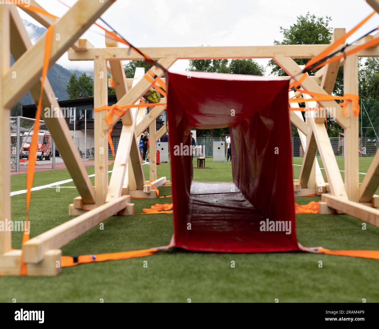 Stage of the competition of firefighters: passage through a narrow ...