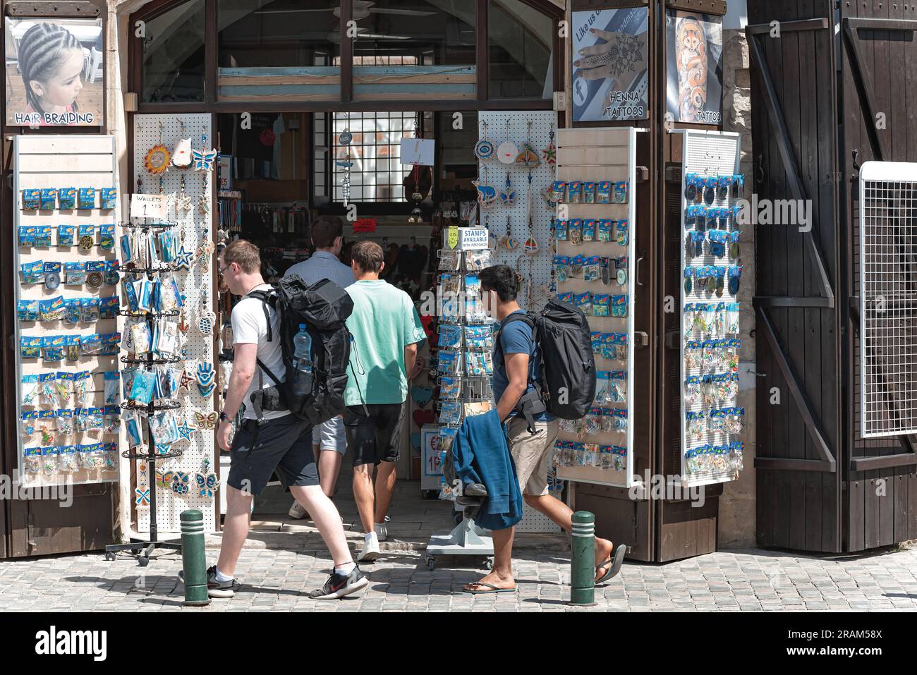 Larnaca, Cyprus - April 16, 2022: Souvenir shop at popular touristic ...