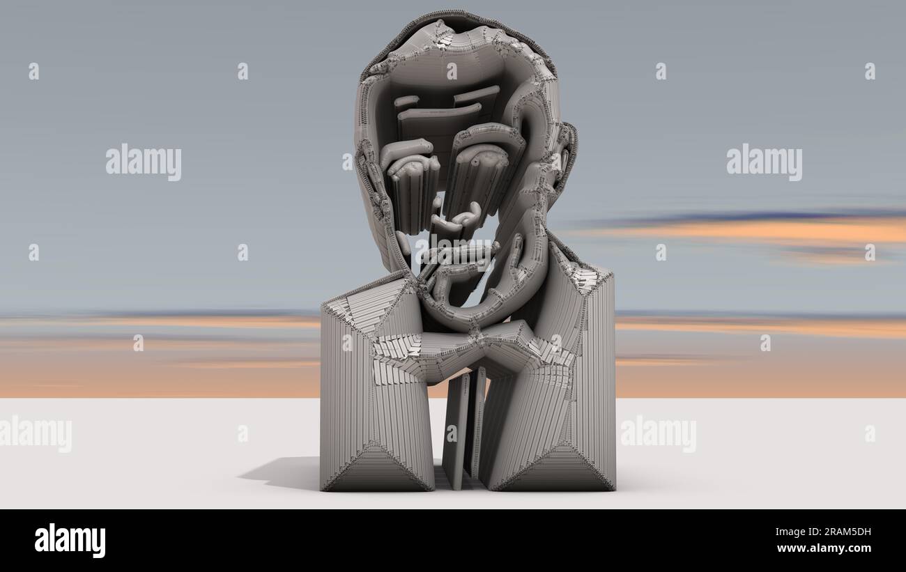 3D architectural illustrated representation of a human bust. Extremely ...