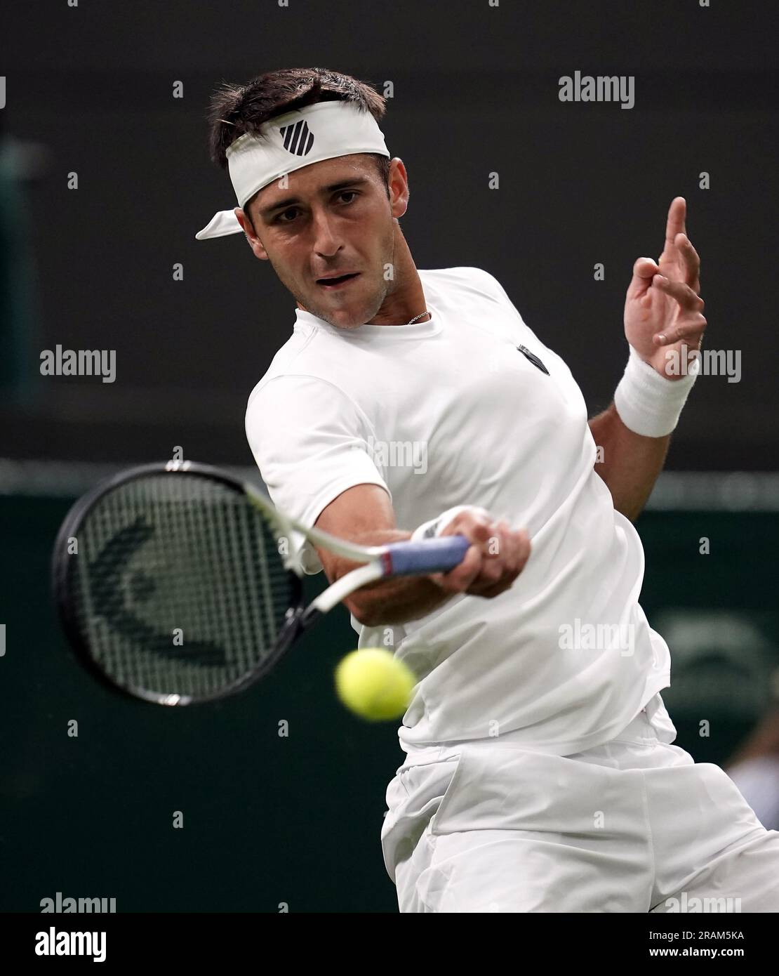 Tomas Martin Etcheverry in action against Bernabe Zapata Miralles (not ...