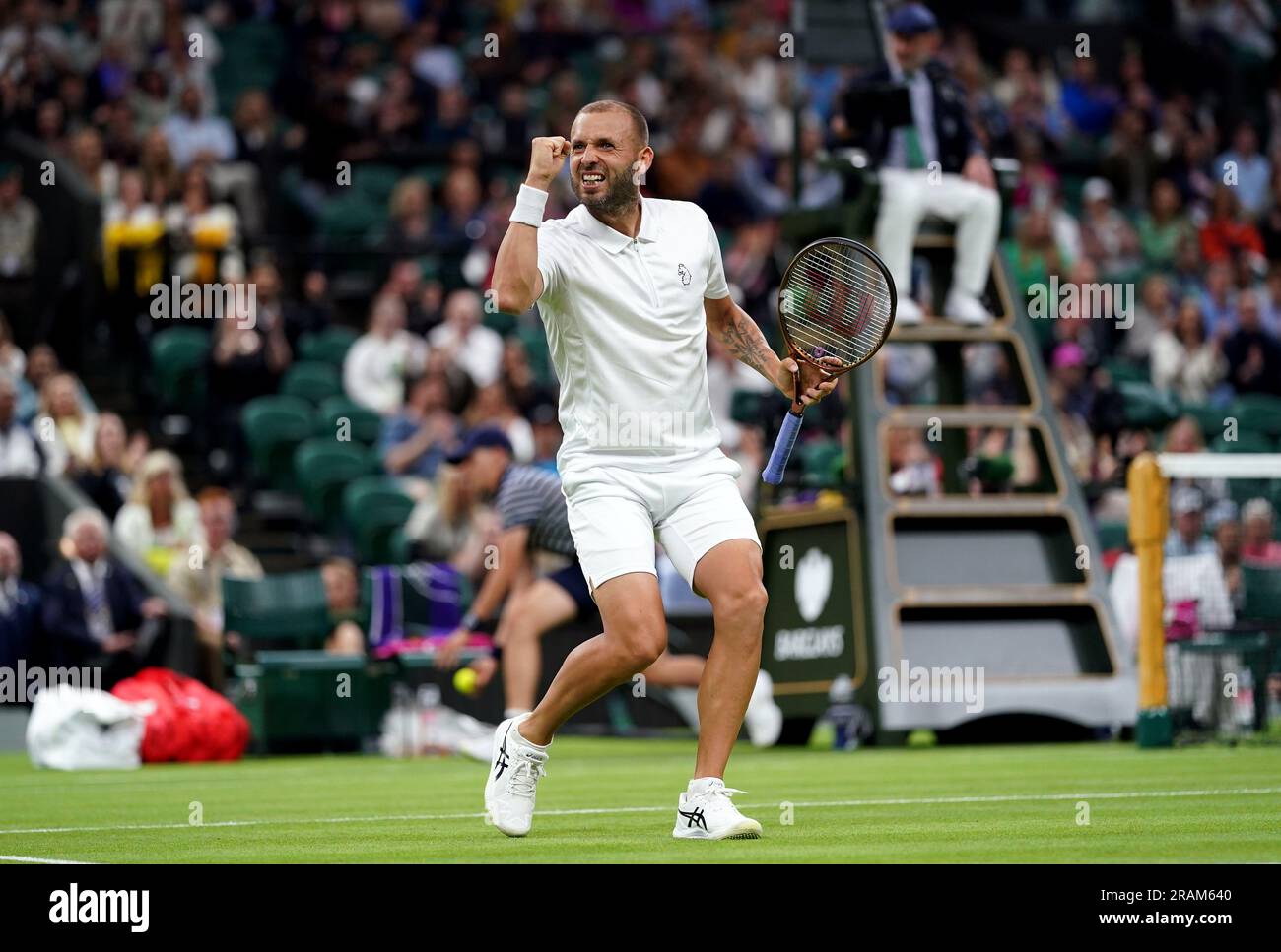 Daniel Evans reacts during his match against Quentin Halys (not ...