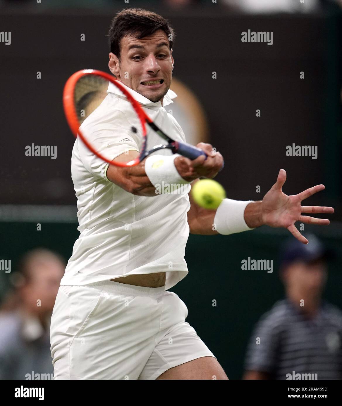 Bernabe Zapata Miralles in action against Tomas Martin Etcheverry (not pictured) on day two of ...