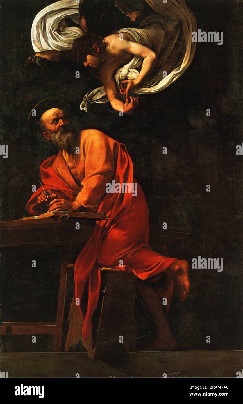 Inspiration of Saint Matthew 1602 by Caravaggio Stock Photo - Alamy