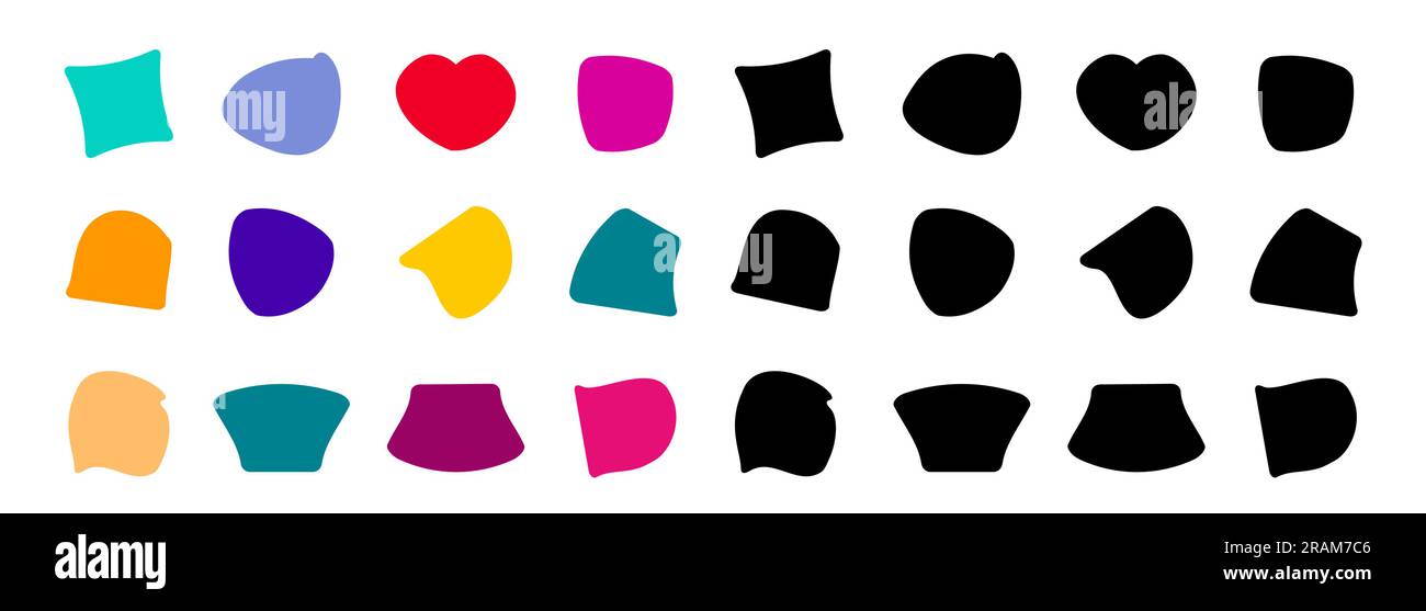 Set of abstract random shapes, badge or spot. abstract color or black ...