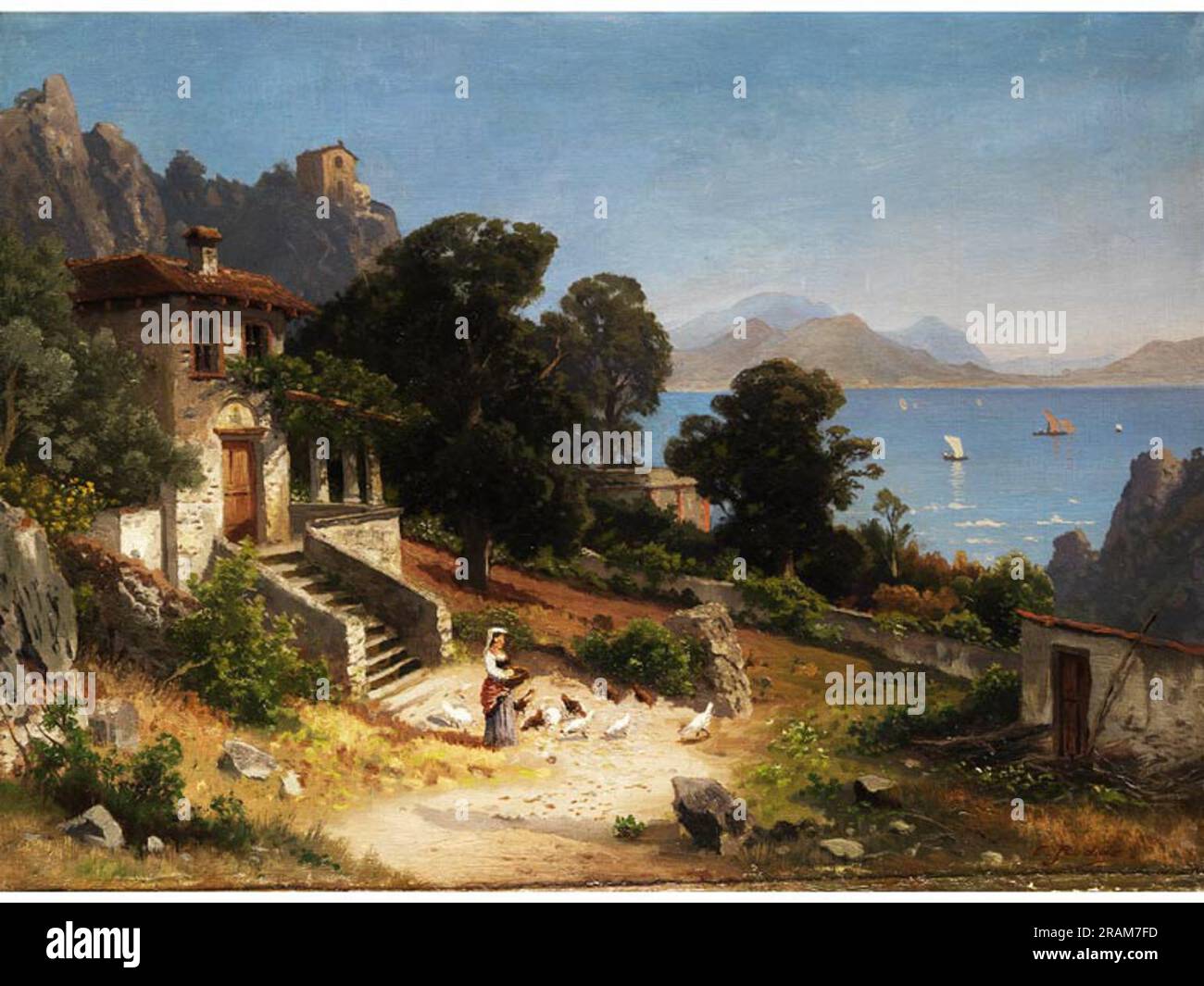 Southern Italian landscape with rural pergola building by Carl Gustav ...