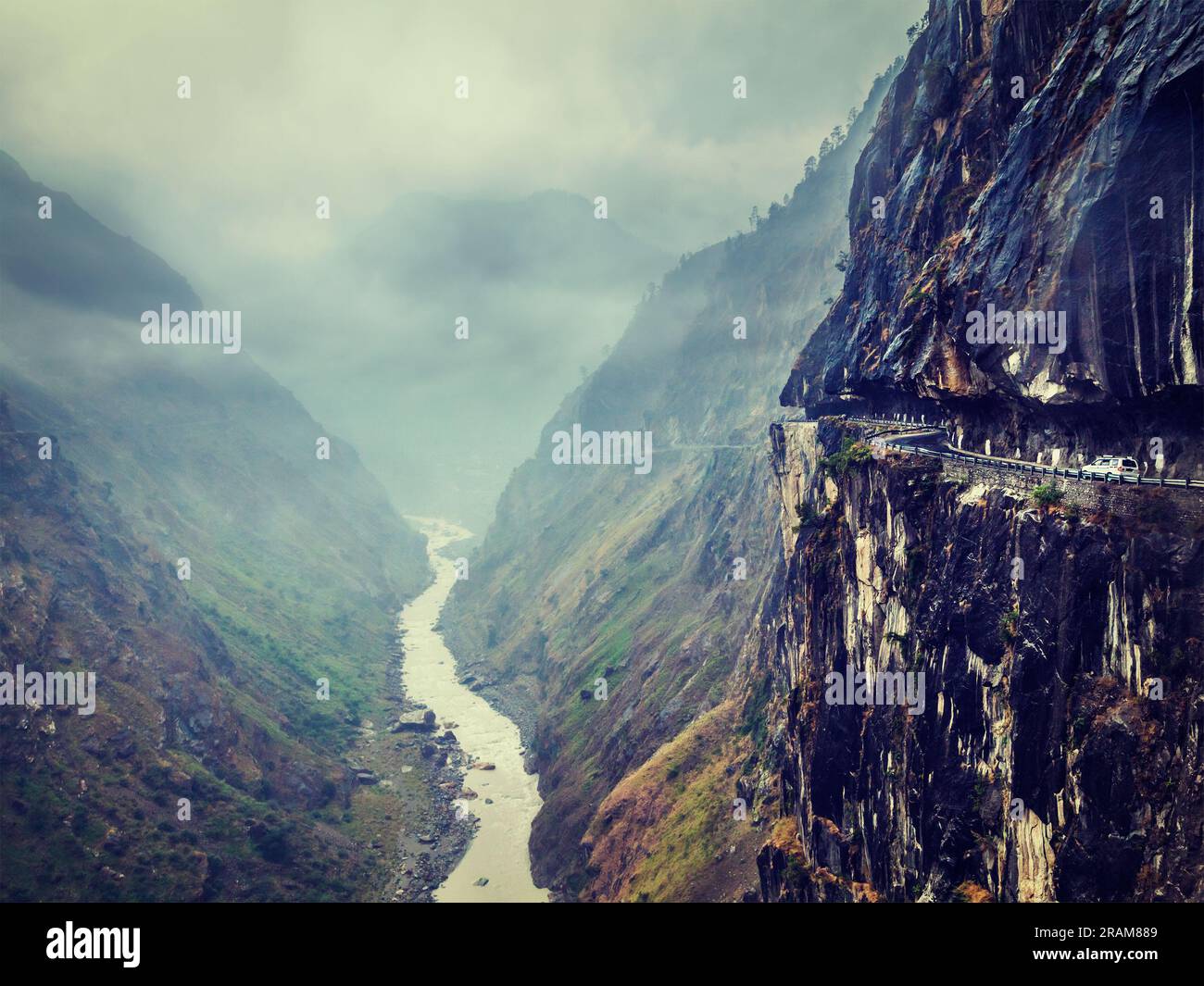 Car on road in Himalayas Stock Photo - Alamy