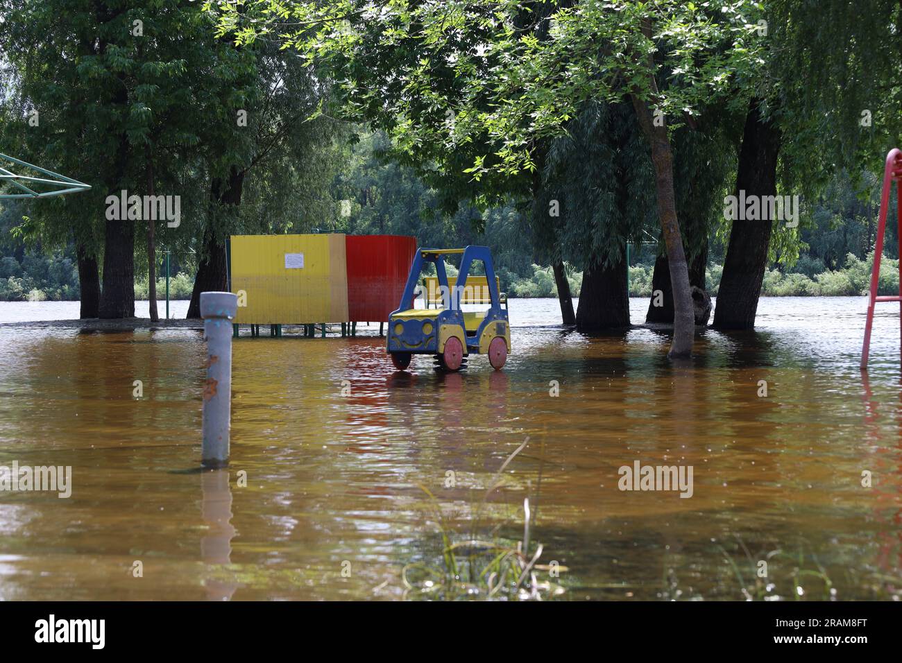 The consequences of flooding in the park, springtime Stock Photo - Alamy