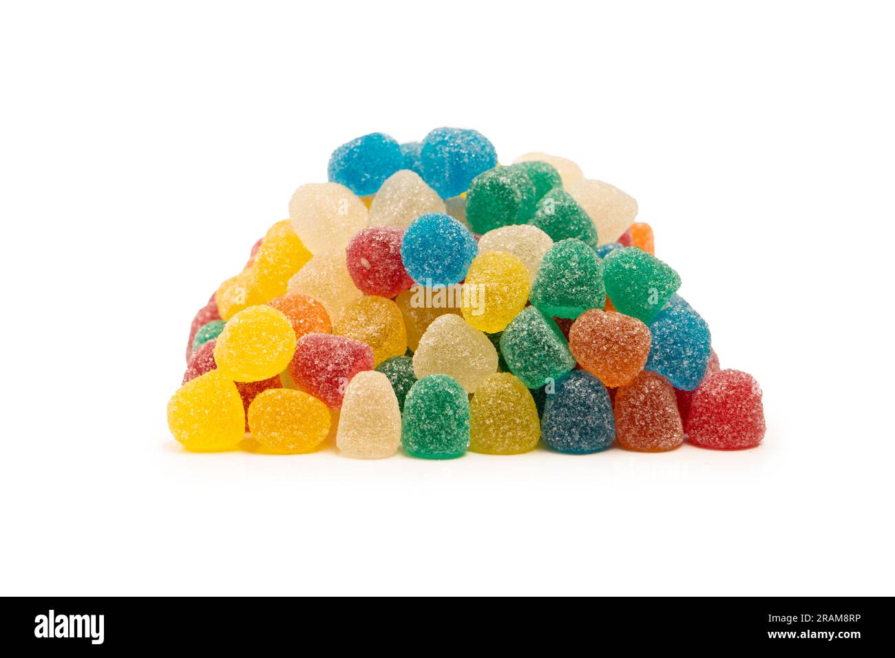 Assorted colorful gummy candies isolated on a white background. Top ...