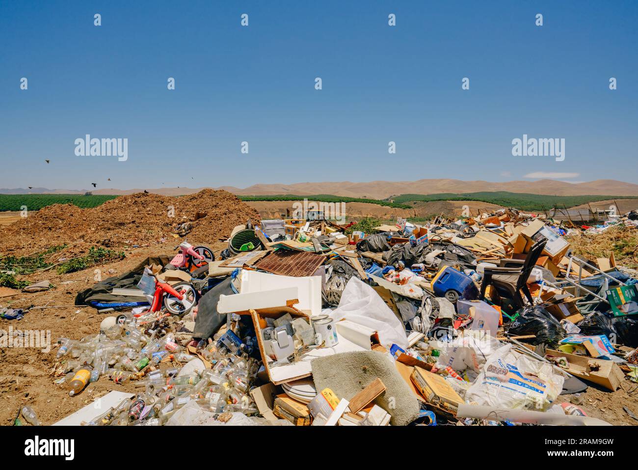 Santa Maria, California, USA-June 29, 2022. Trash dump or landfill in ...