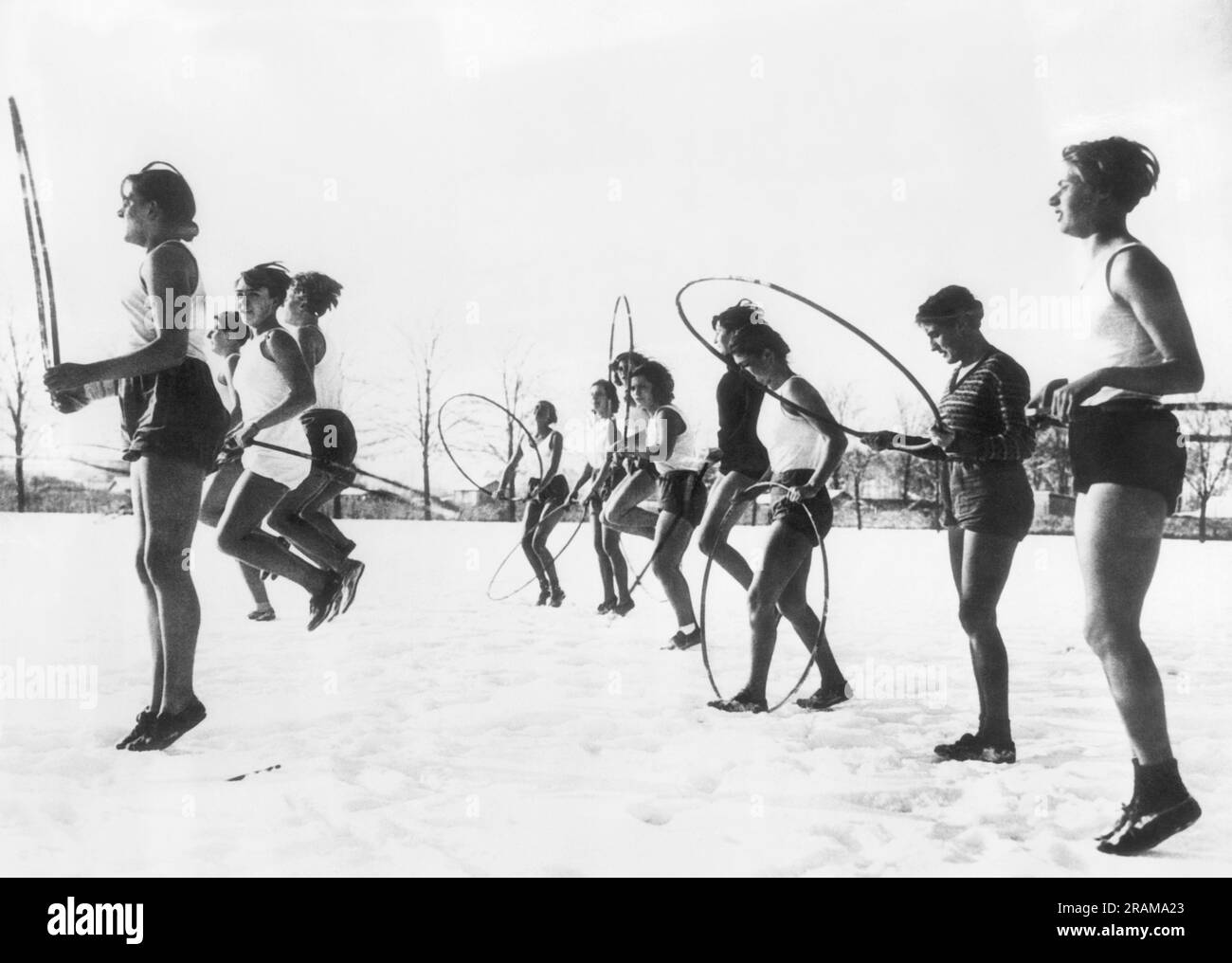 Berlin, Germany: January 21, 1932 German schoolgirls taking thier daily ...