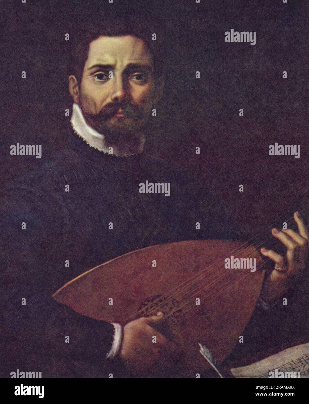 Portrait of Giovanni Gabrieli with the lute 1600 by Annibale Carracci ...