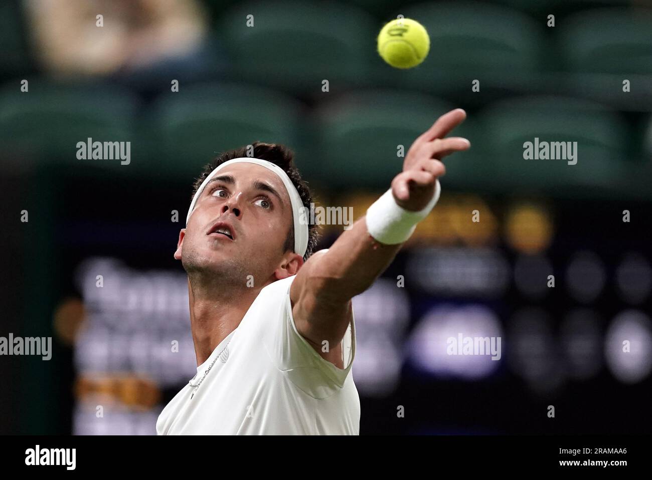 Tomas Martin Etcheverry in action against Bernabe Zapata Miralles (not ...