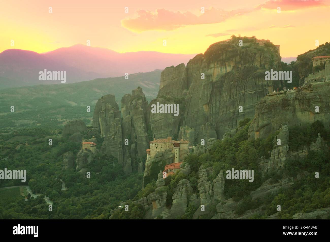 Monasteries of meteora sunset hi-res stock photography and images - Alamy