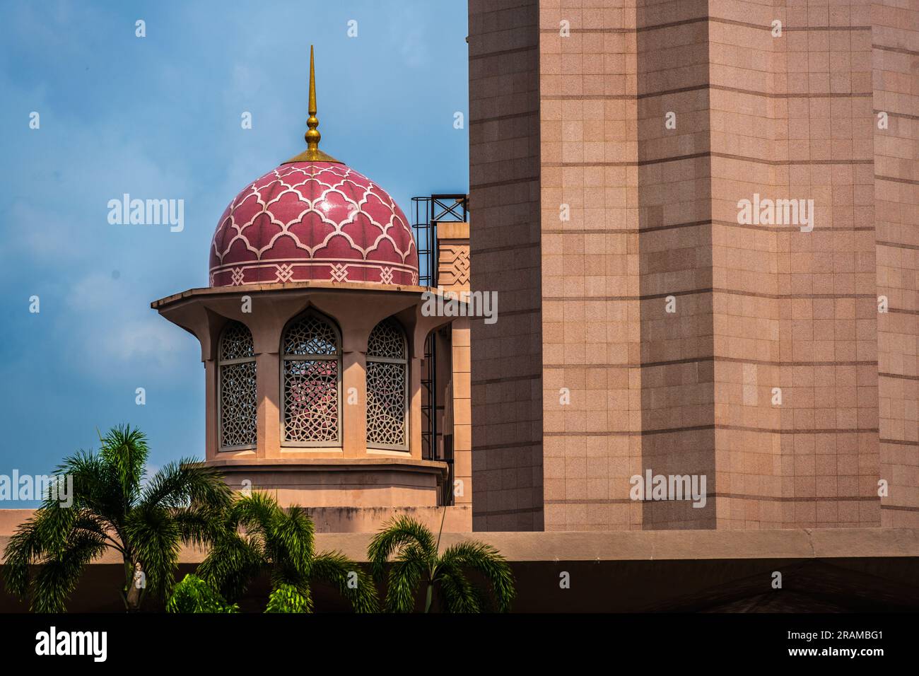 A telephot image of the geometric patterns on a dome of the pink mosque ...