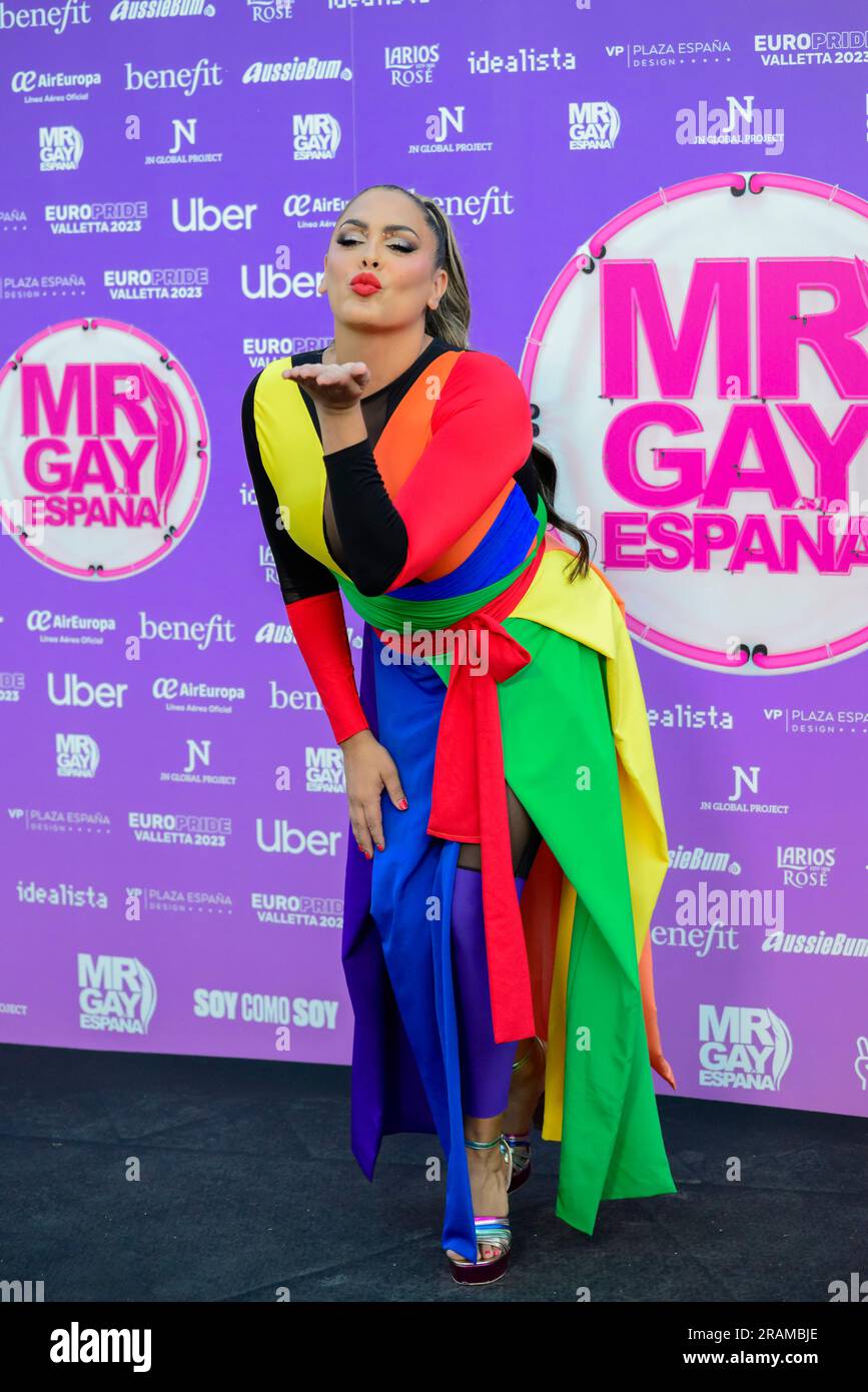 Amor Romeira, singer, attended the Mr Gay Spain 2023 Gala posing for ...