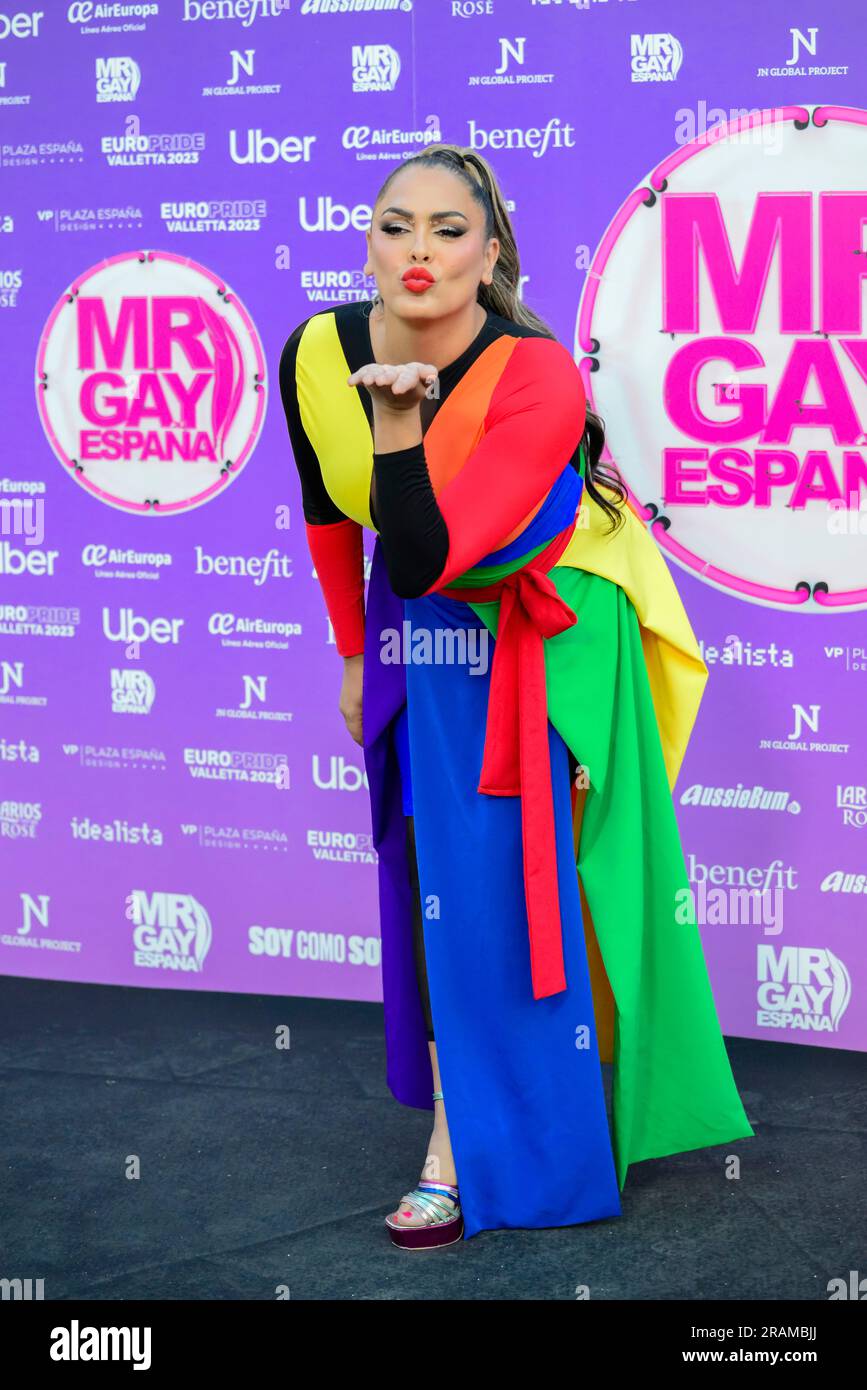 Amor Romeira, singer, attended the Mr Gay Spain 2023 Gala posing for ...
