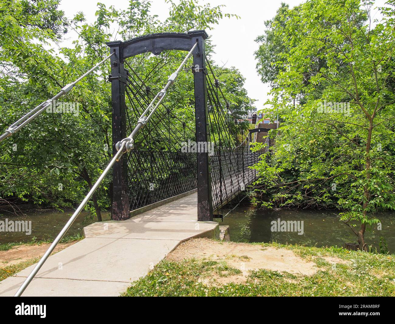 The Swinging Bridge Historical Landmark which spans Carroll Creek at ...