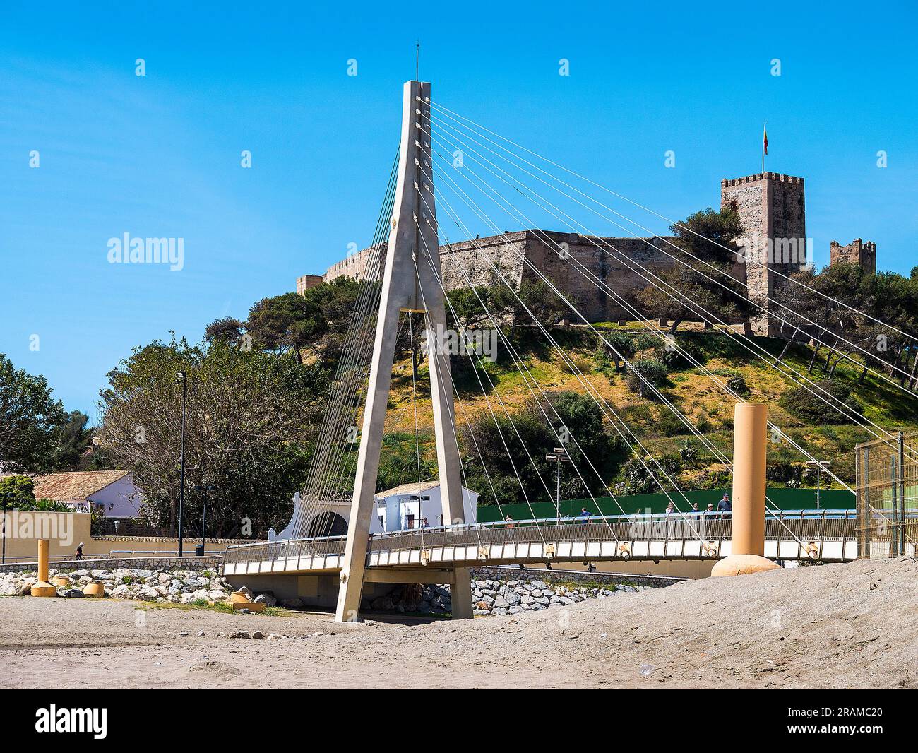 The Sohail Castle and the Arnada Bridge in the Parque Fluvial in ...