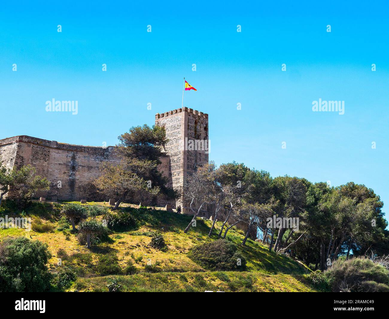 The Sohail Castle and the Arnada Bridge in the Parque Fluvial in ...