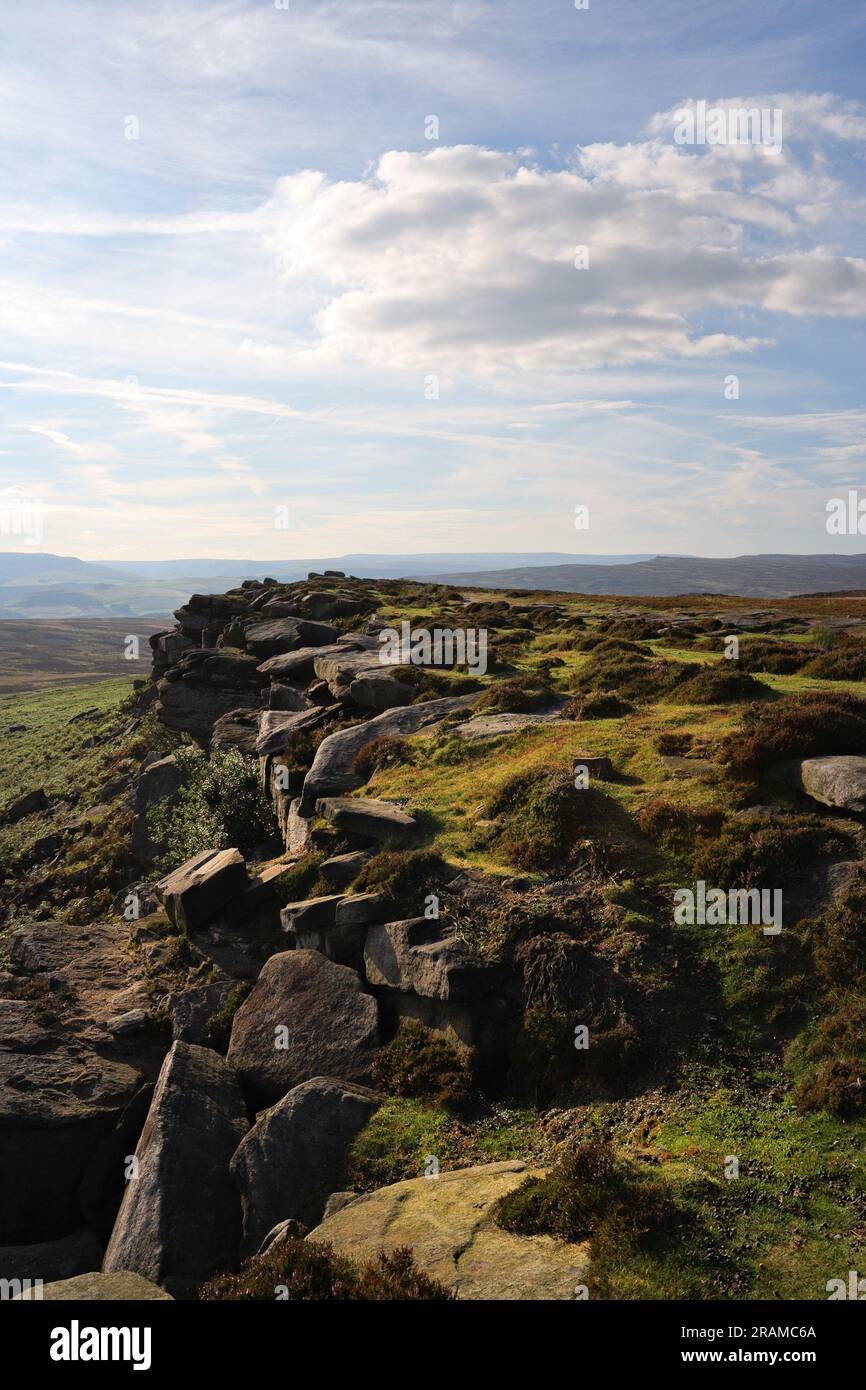 Stanage Edge near High Neb in the Derbyshire Peak District England ...