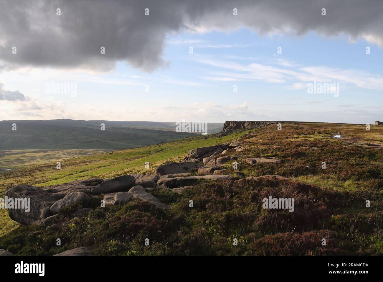 Moscar Moor Moorland landscape of Stanage Edge End High Neb in the Peak ...