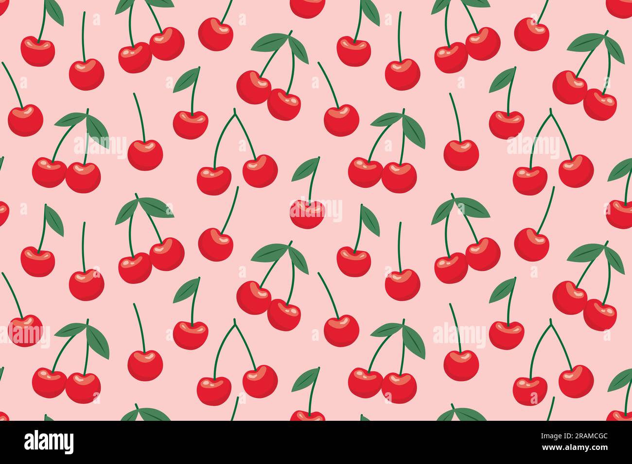 summer seamless pattern with red cherry fruits- vector illustration ...