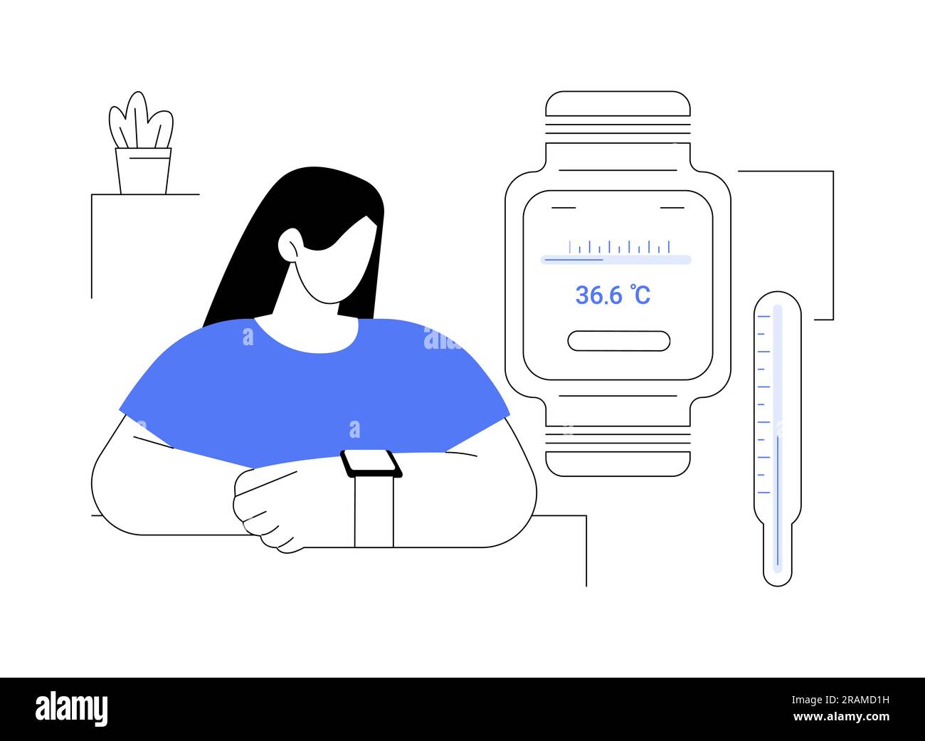 Smartwatch body temperature monitoring abstract concept vector ...