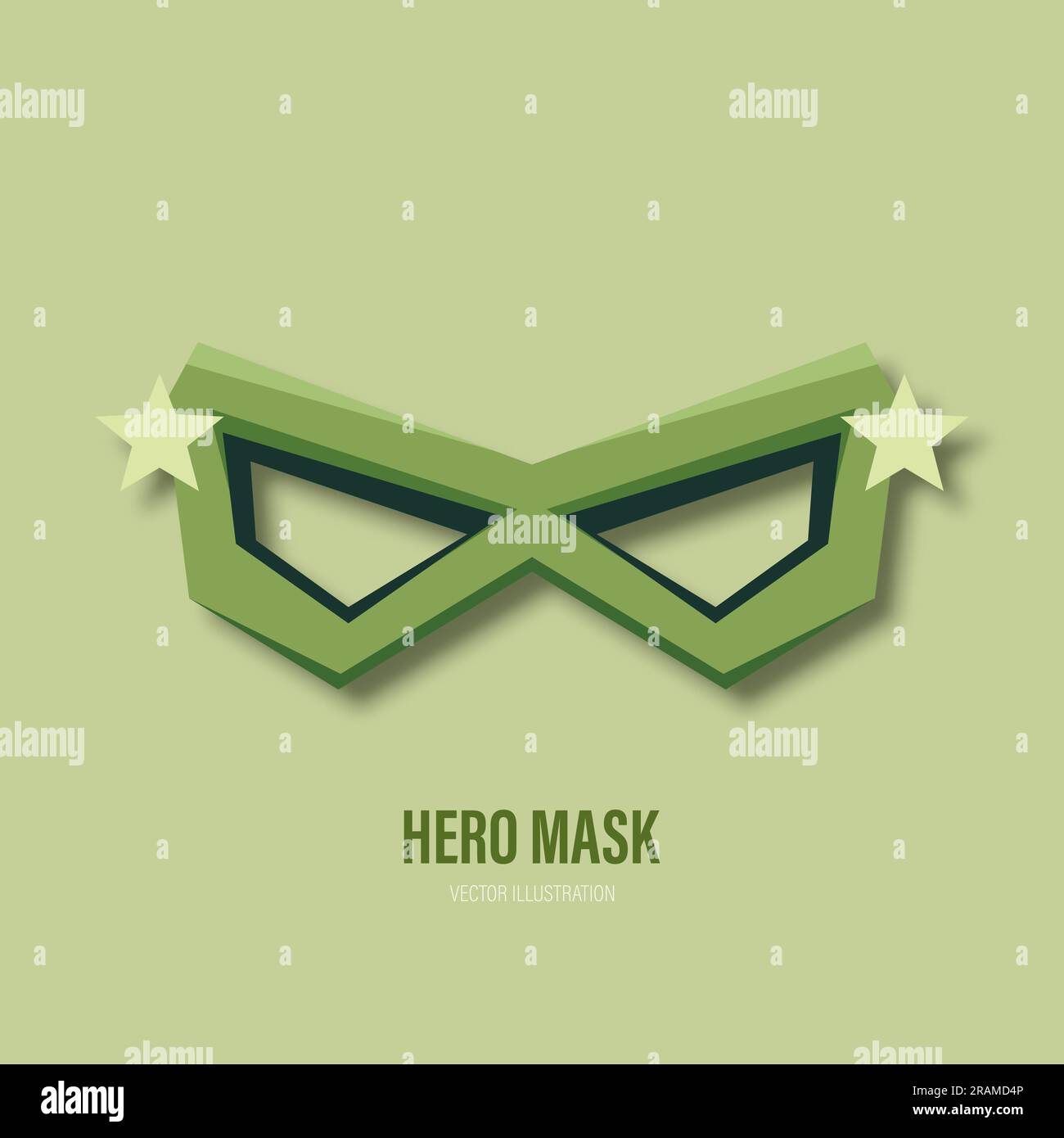 Vector Green Super Hero Mask in Flat Style on Green Background. Face ...