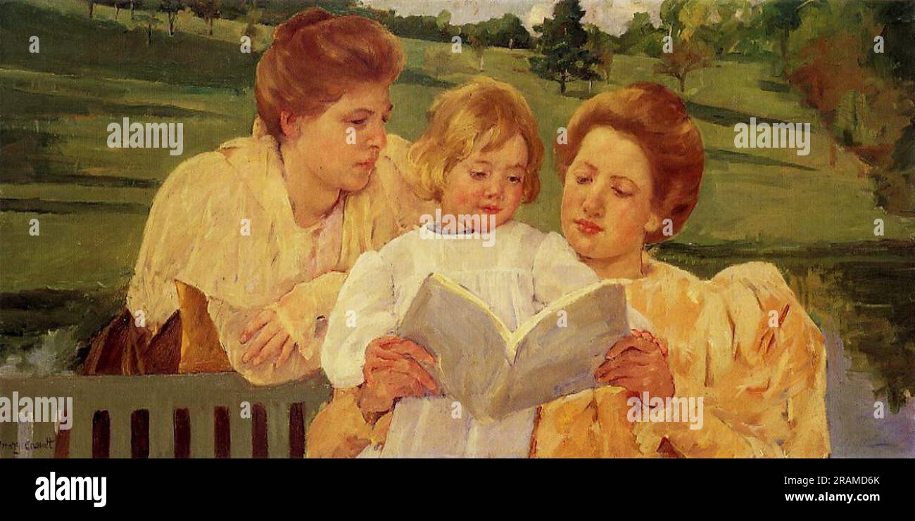 The Gden Reading 1898 by Mary Cassatt Stock Photo - Alamy