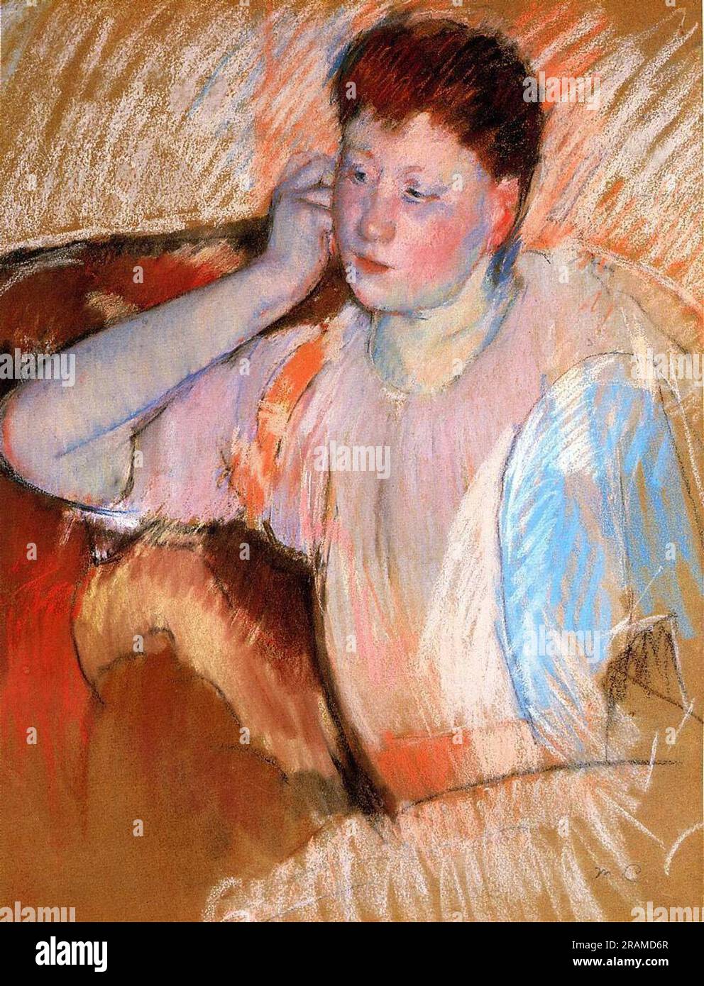 Clissa Turned Left with Her Hand to Her Ear 1895 by Mary Cassatt Stock ...
